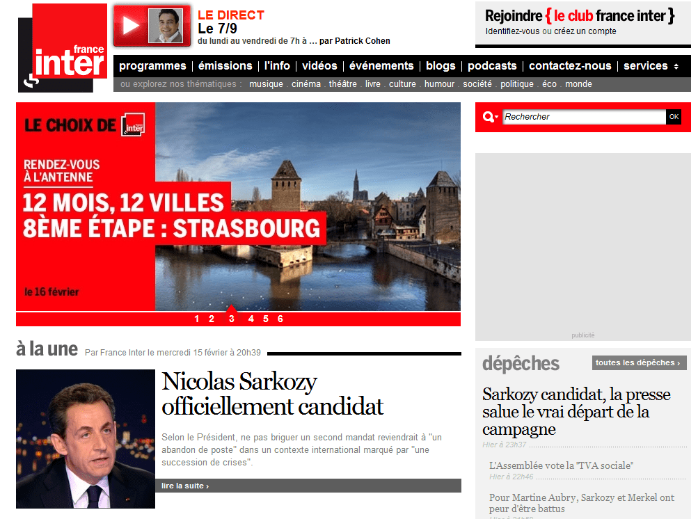 Aujourd'hui France Inter en direct de Strasbourg